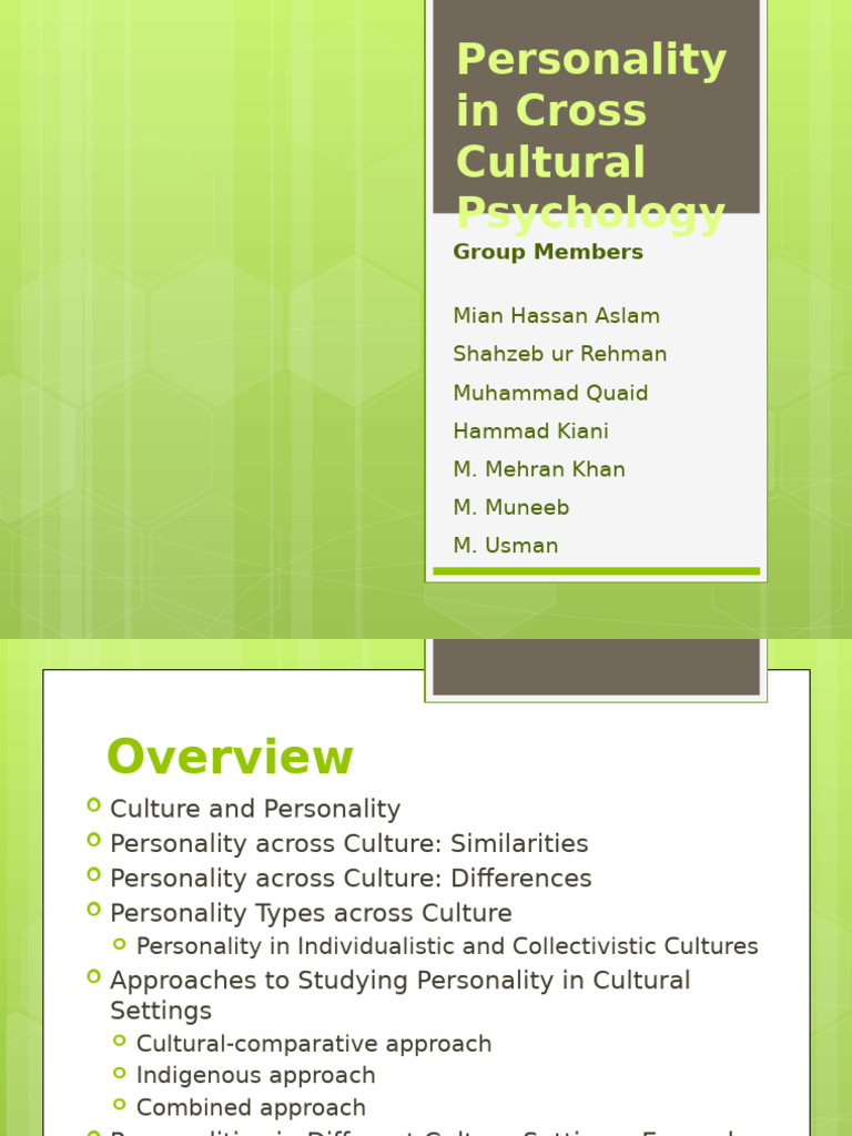Personality in Culture | PDF | Psychological Concepts | Behavioural ...