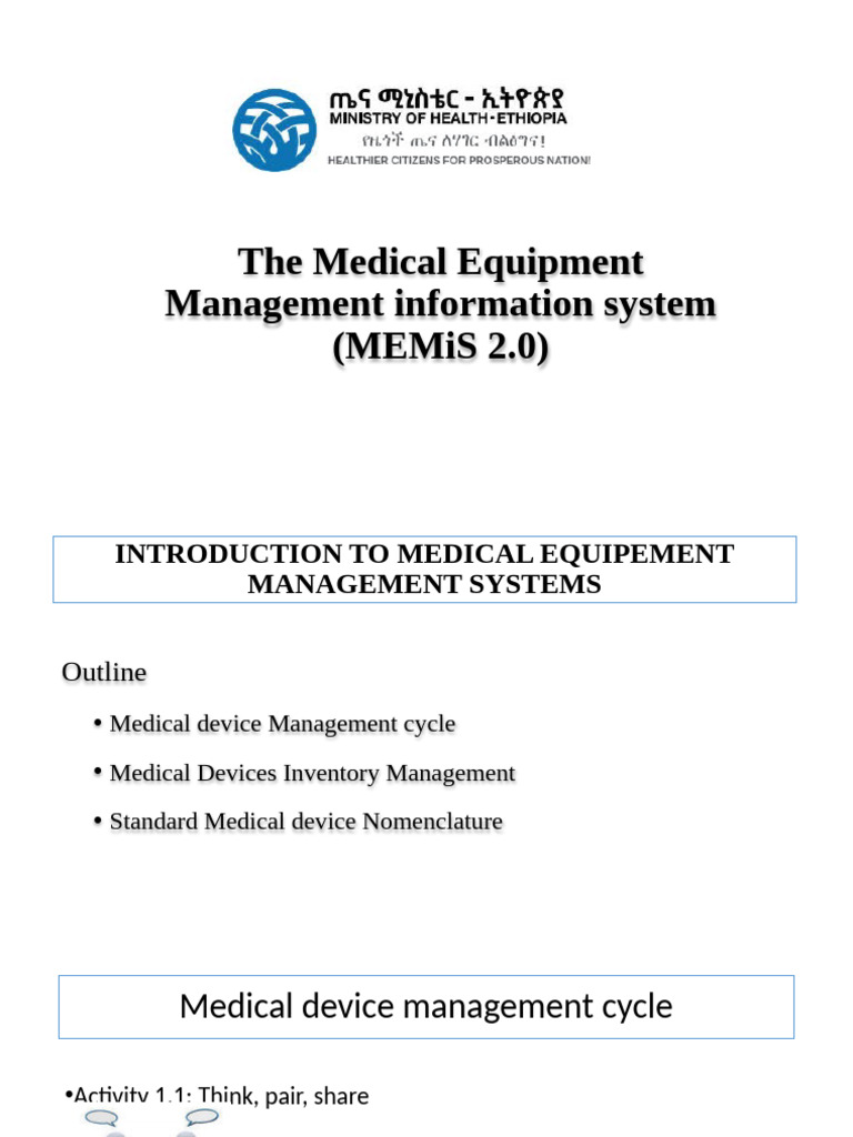 Andu CH 1THE Medical Equipment Management Information System | PDF ...
