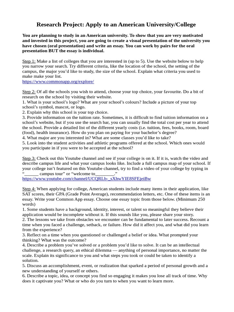 Apply To An American College | PDF | Tuition Payments | Essays