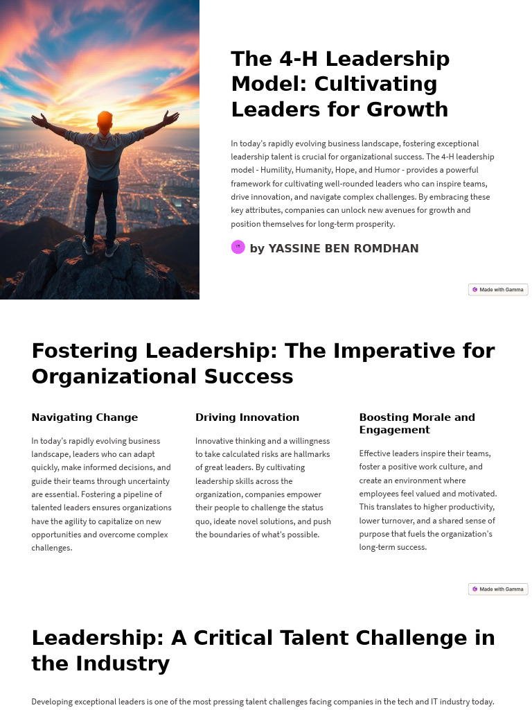 4-H Leadership Model for Growth | PDF | Leadership | Mindset