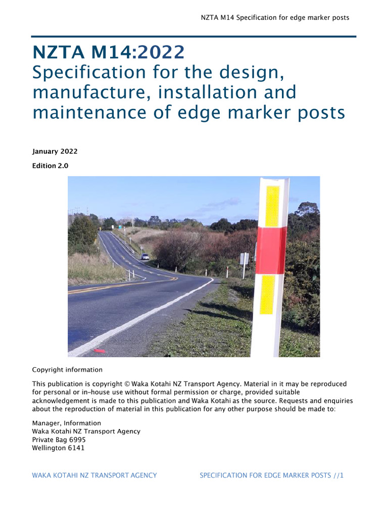 Edge Marker Posts Specification M14:2022 | PDF