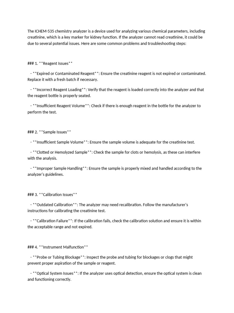 Sop For Chemistry Machine | PDF | Calibration | Troubleshooting