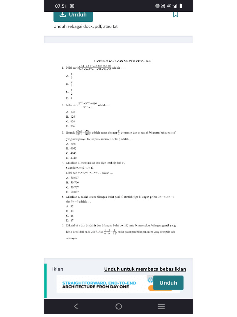 Soal Latihan Osn | PDF