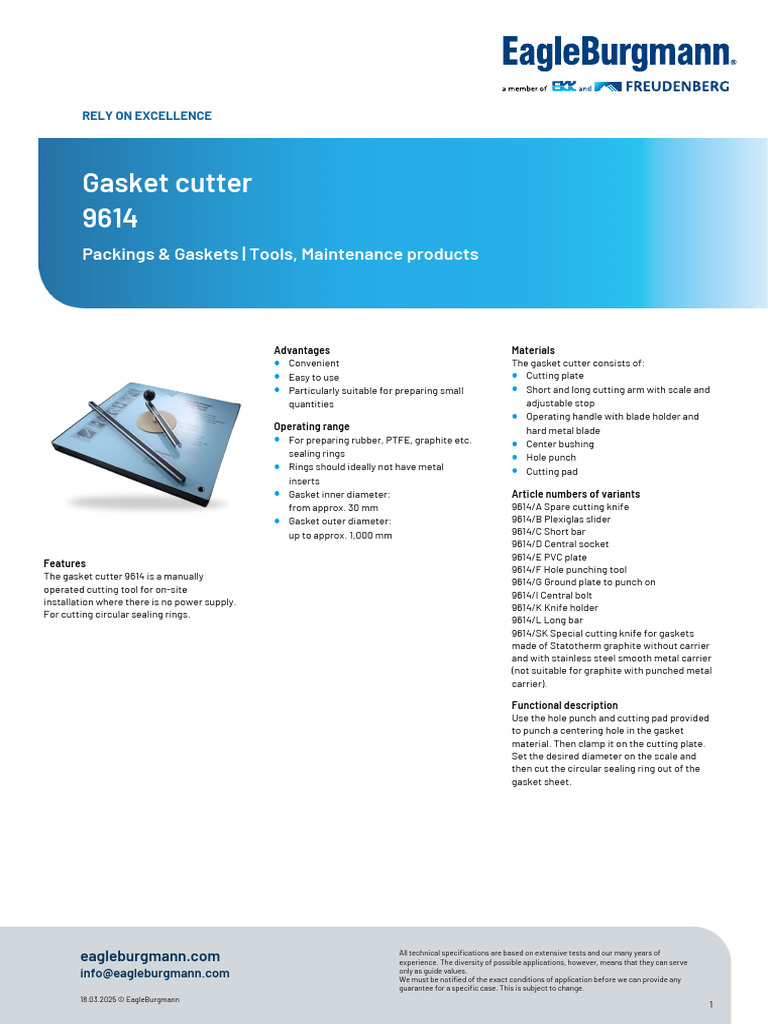 EagleBurgmann - Gasket Cutter 9614 - EN | PDF | Tools