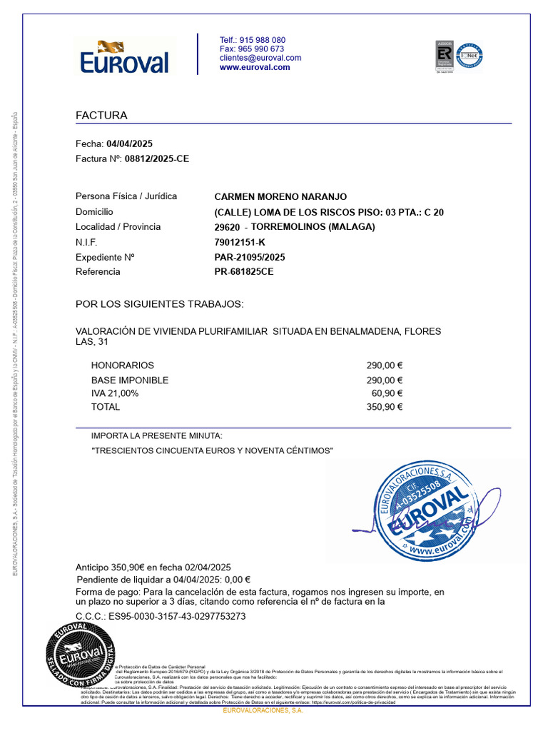 Factura 210952025 Ref PR-681825CE | PDF | Factura | Justicia