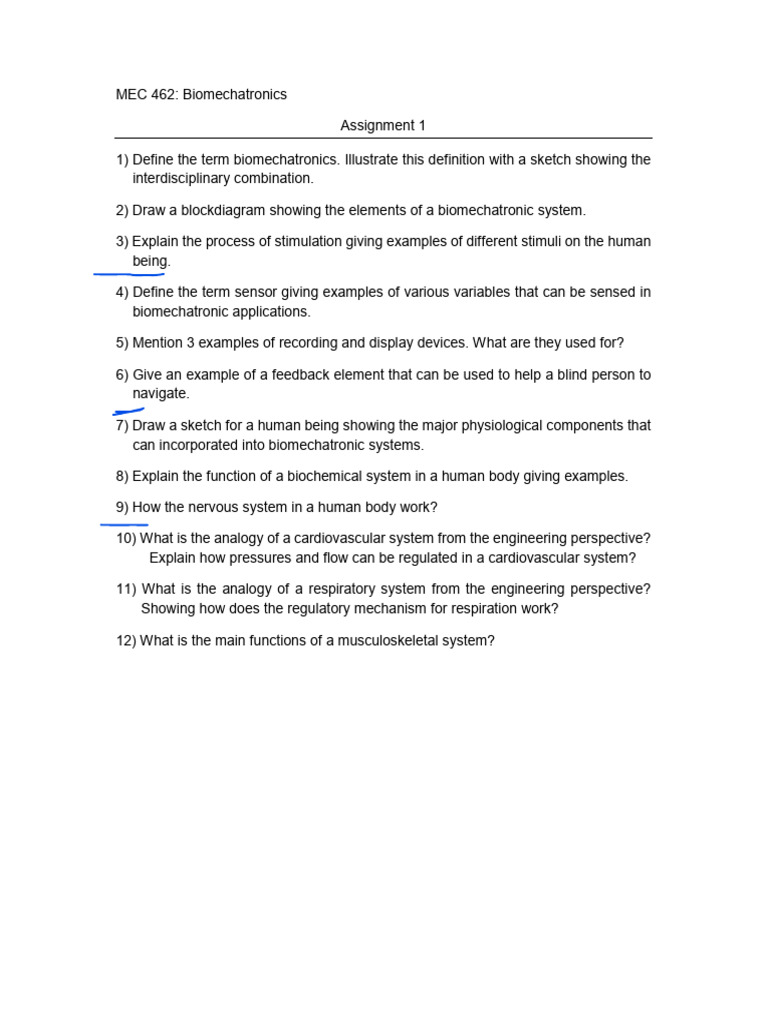 Assignment 01 Biomechatronics 02 | PDF