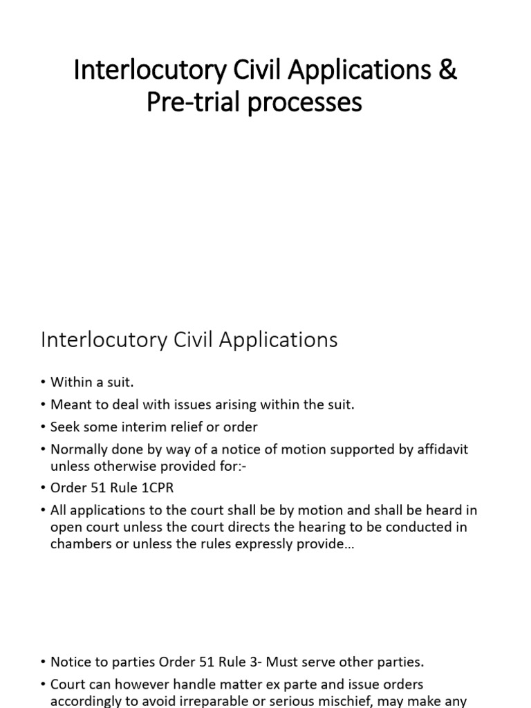 Types of Interlocutory Applications | PDF | Discovery (Law ...