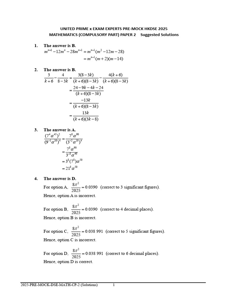 Math Pre-Mock CP2 2025 Solution - E | PDF | Circle | Angle