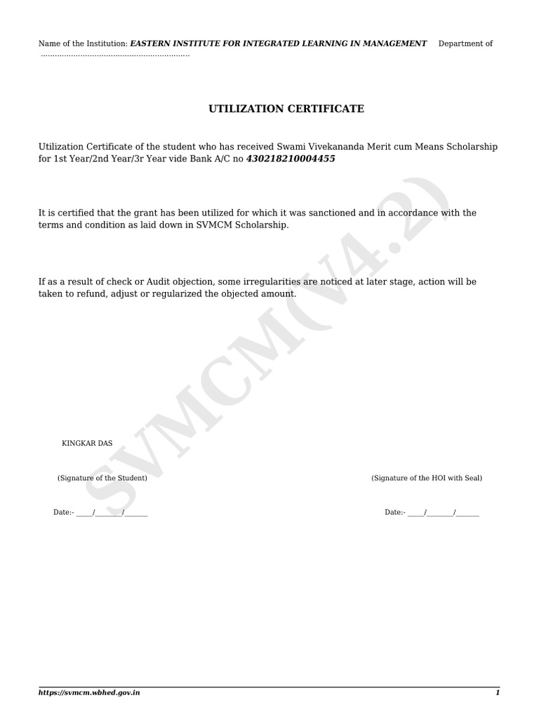 Utilization Certificate | PDF
