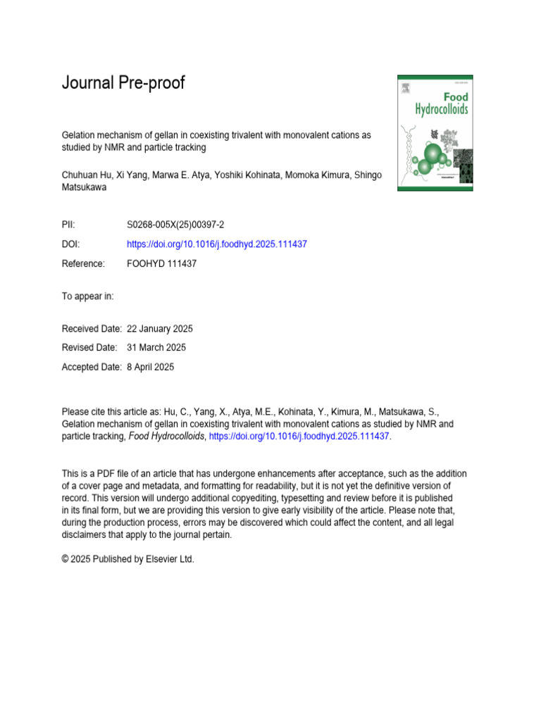 Gellan Gelation with Trivalent Cations | PDF | Nuclear Magnetic ...