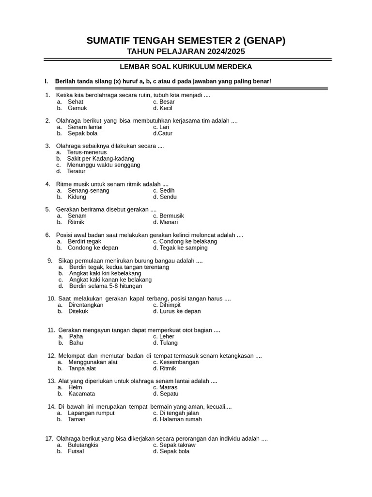 STS 2 Kelas III - PJOK | PDF