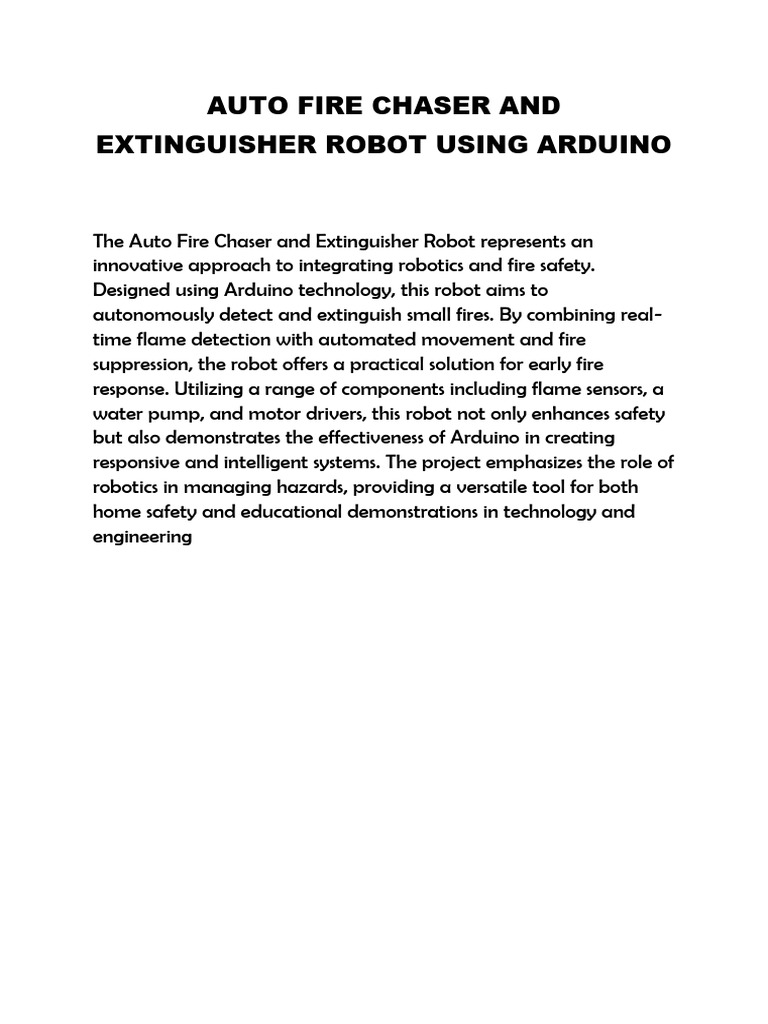 Auto Fire Chaser and Extinguisher Robot Using Arduino | PDF | Arduino ...