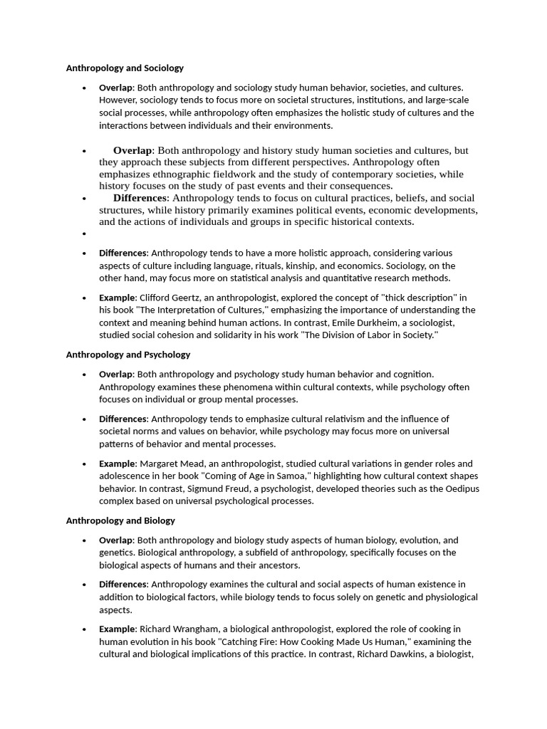 Anthropology vs. Sociology: Key Differences | PDF | Anthropology ...