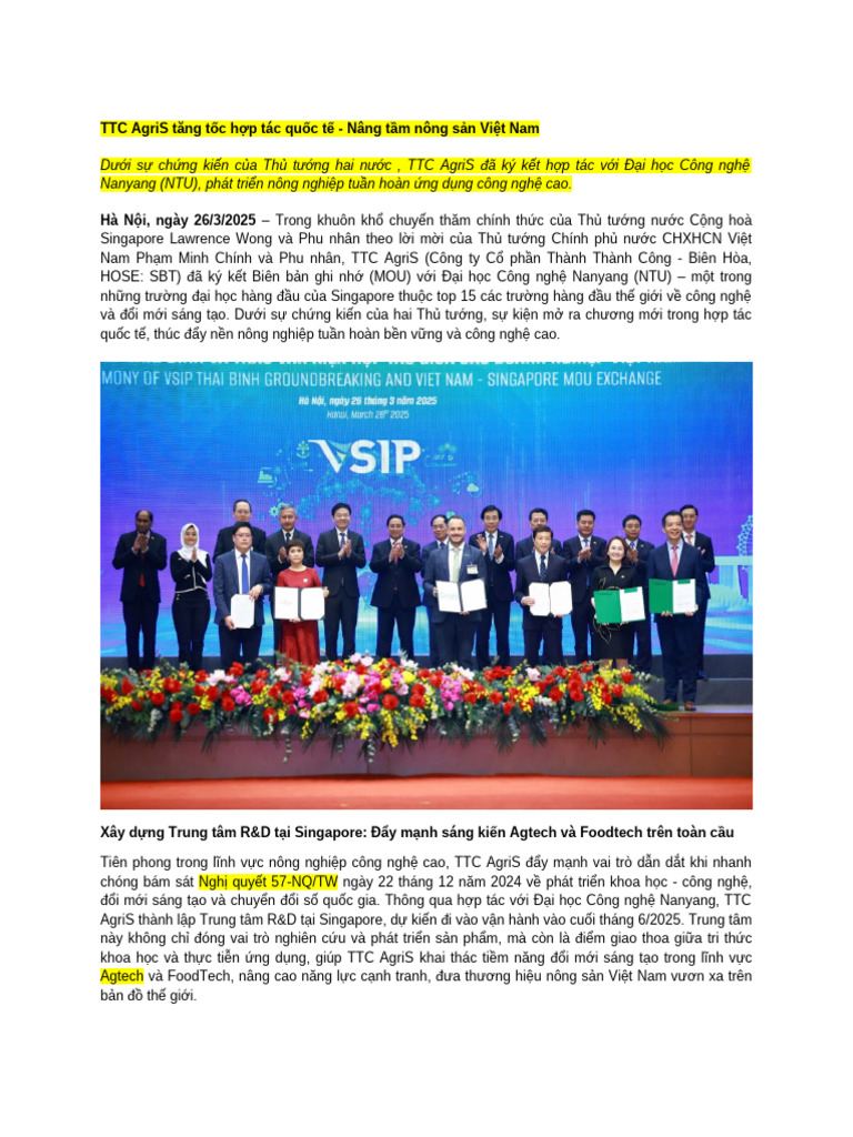 TTC AgriS Tang Toc Hop Tac Quoc Te Phat Trien Mo Hinh Kinh Te Nong Nghiep Tuan Hoan Cong Nghe ...