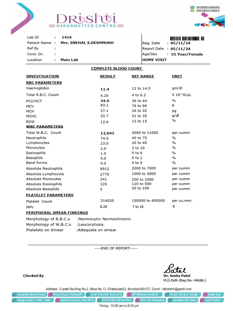 SNEHAL S.DESHMUKH - 05112024 - Report | PDF | Cholesterol | C Reactive ...