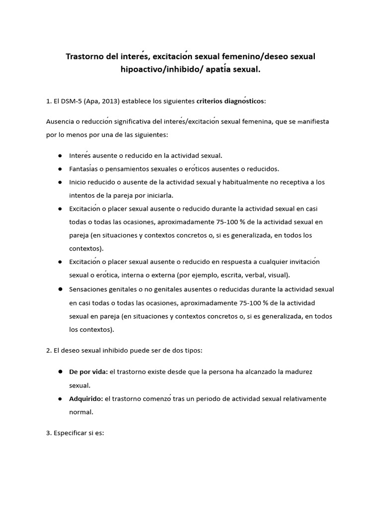 Trastorno Del Interés, Excitación Sexual Femenino - Deseo Sexual ...