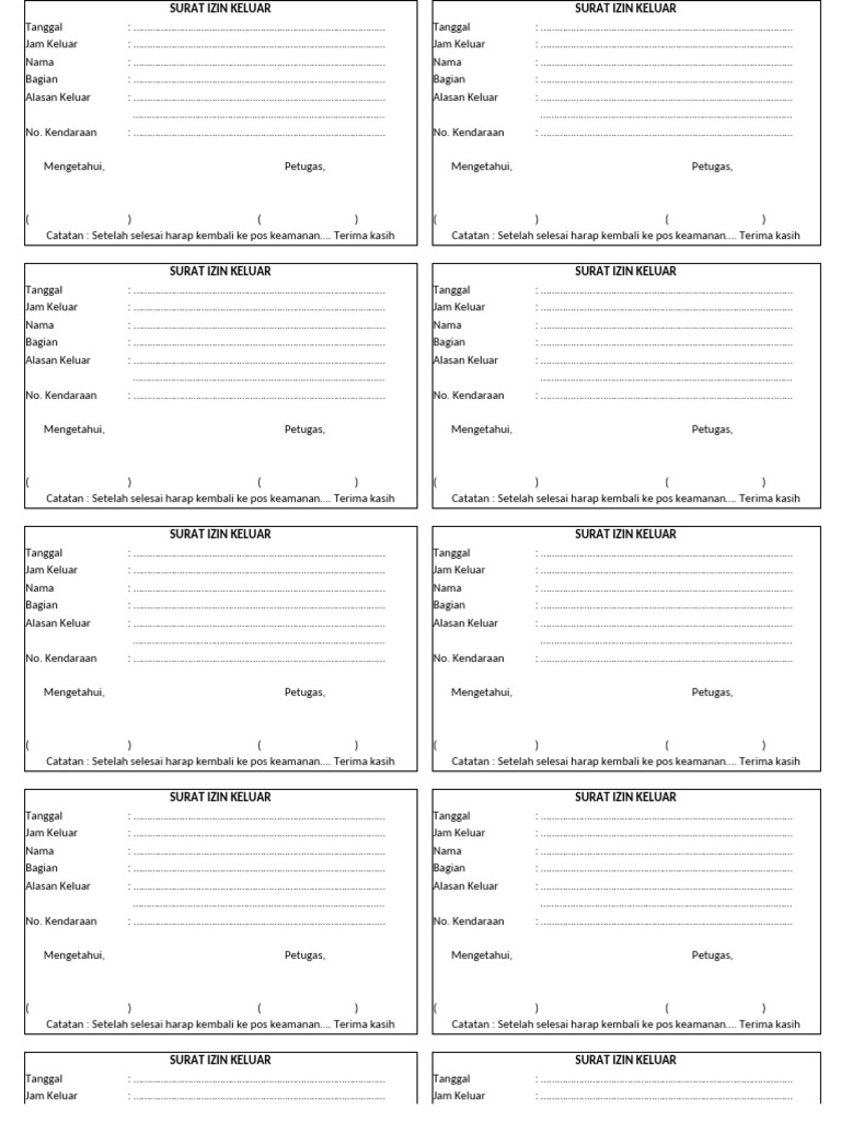 Form Surat Surat Izin | PDF