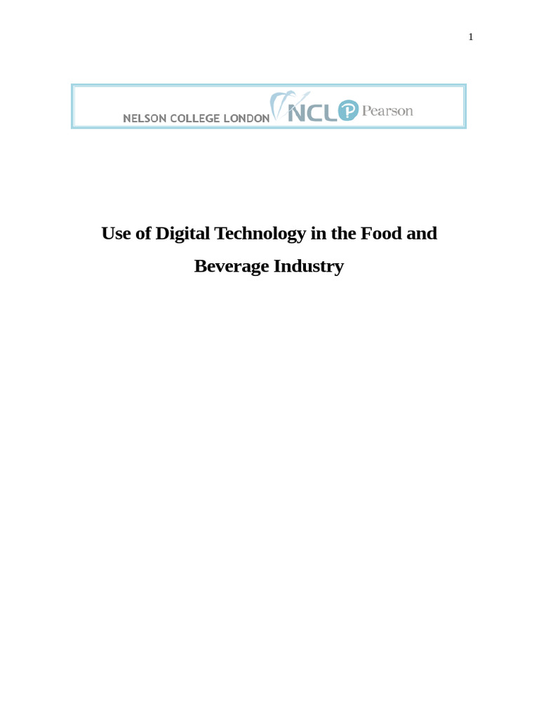 Digital Technology in Food & Beverage Industry | PDF | Restaurants ...