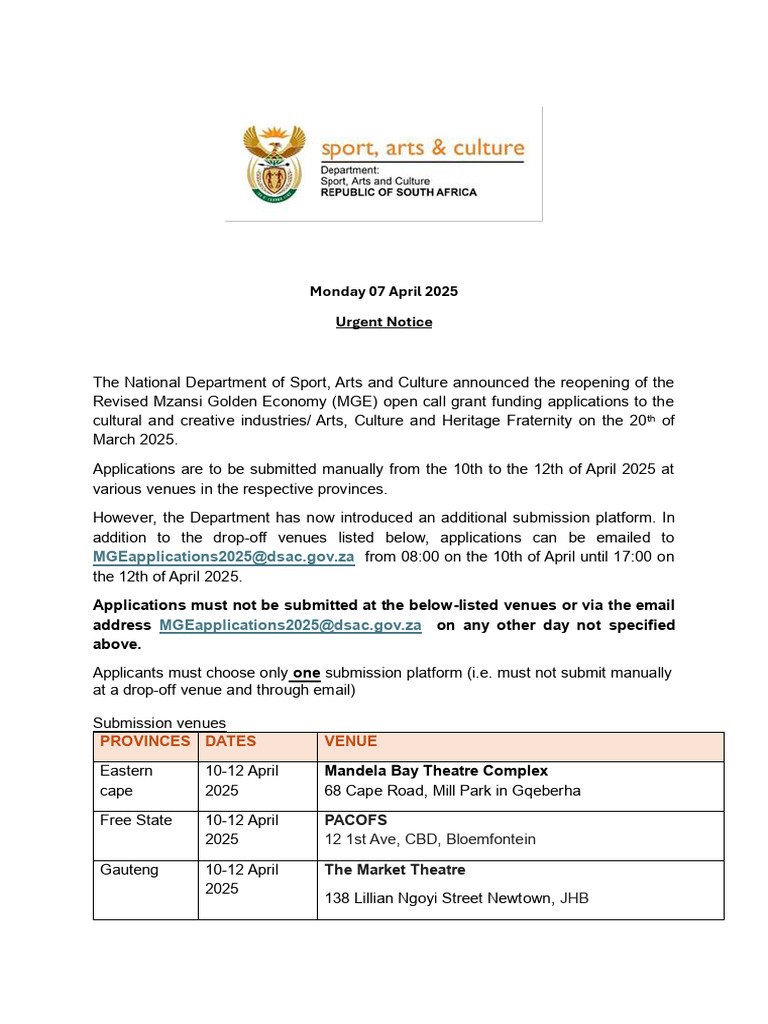Media Statement - MGE Funding Urgent Notice | PDF | Economies | Economics