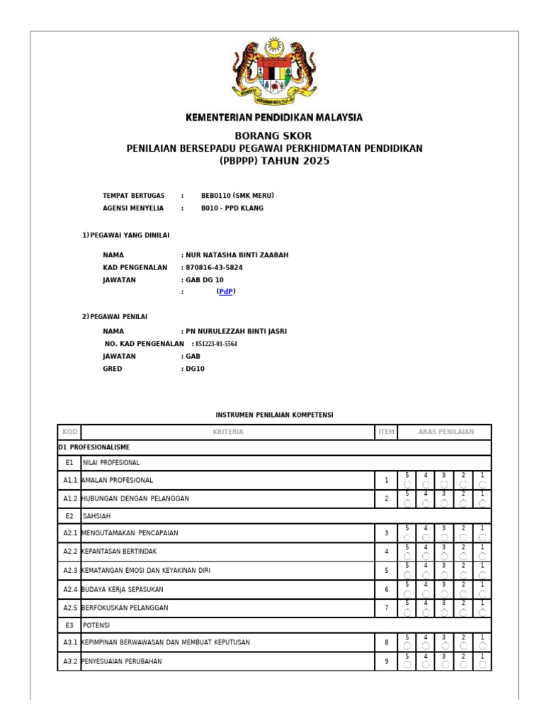 Borang PBPPP Lebih 5 Tahun - PP1 | PDF