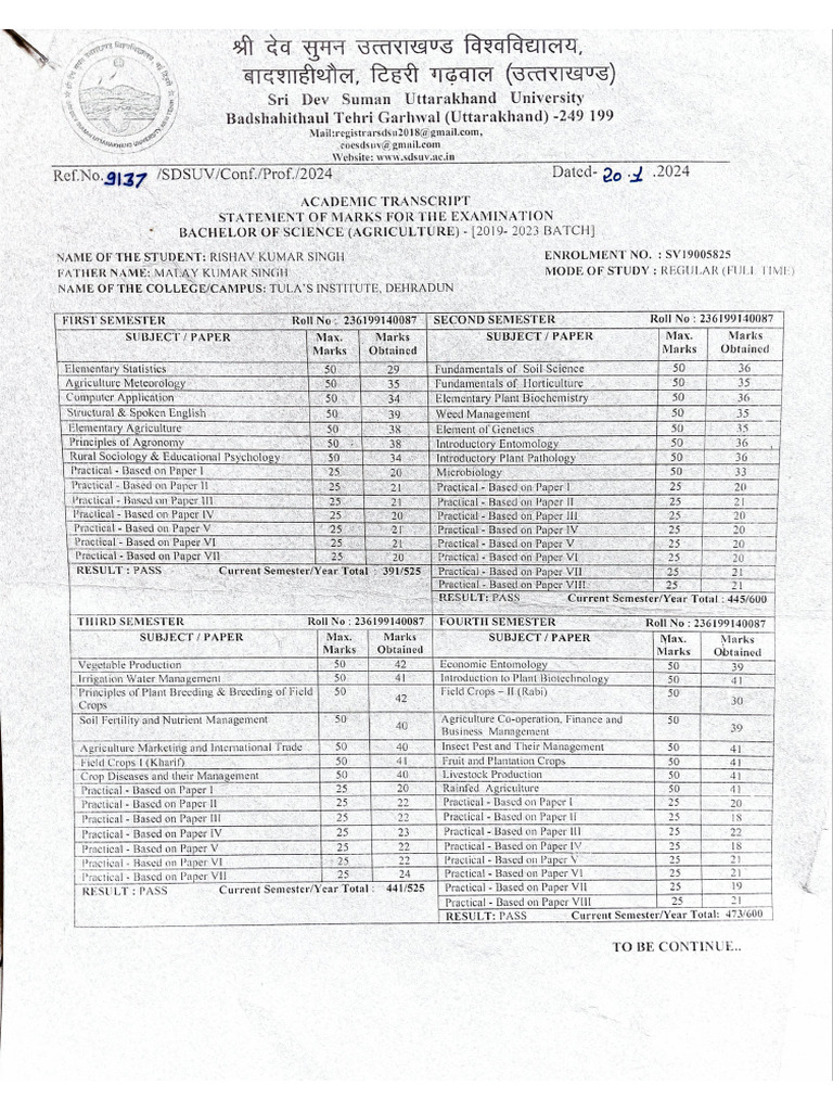 Graduation Marksheet | PDF