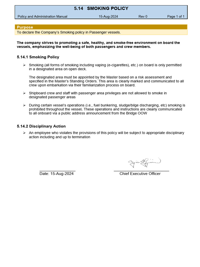5.14 Smoking Policy | PDF