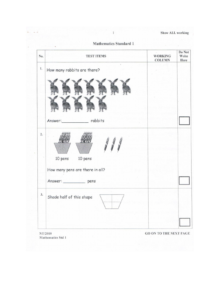 2010 Mathematics Standard 1 | PDF