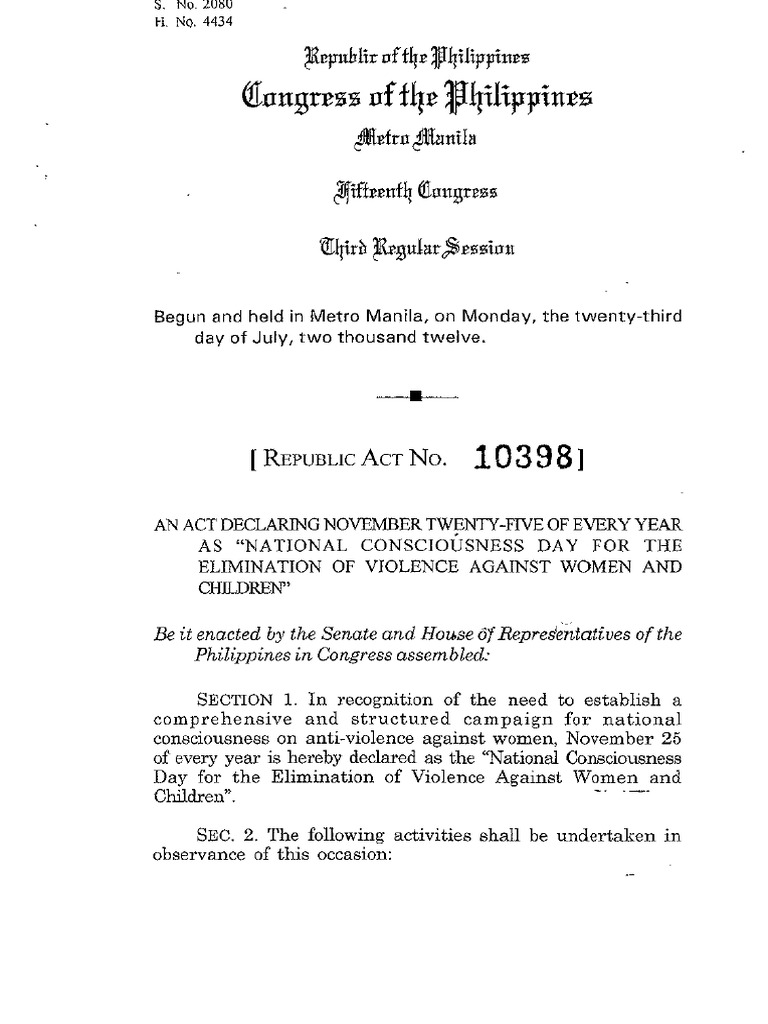 National Consciousness Day Act for Women | PDF | Government | Justice