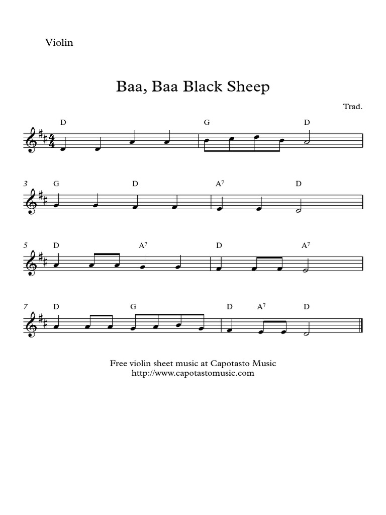 Baa Baa Black Sheep Violin | PDF