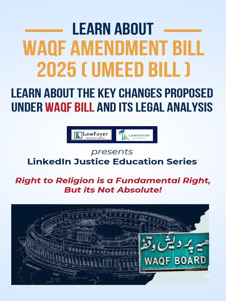 Waqf Amendment Bill 2025 Overview | PDF | Justice | Crime & Violence