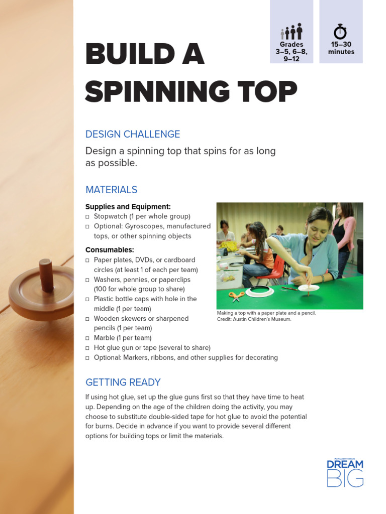 Build A Spinning Top - 091816 | PDF | Rotation | Rotation Around A ...