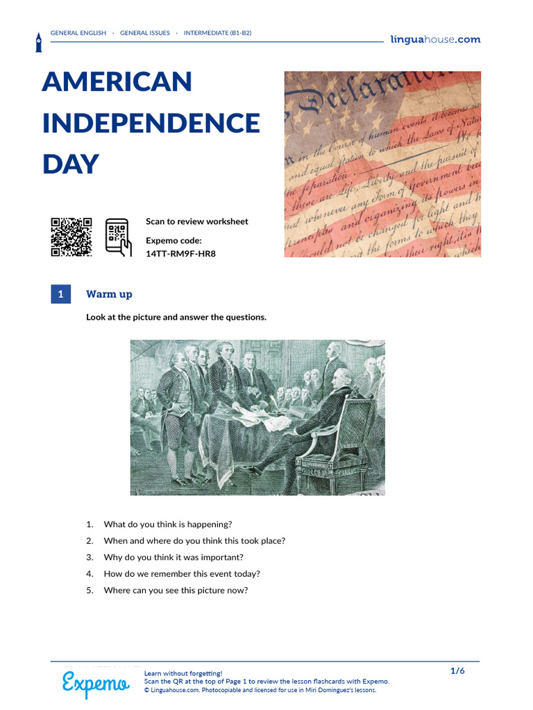 ST American Independence Day British English Student | PDF | English ...