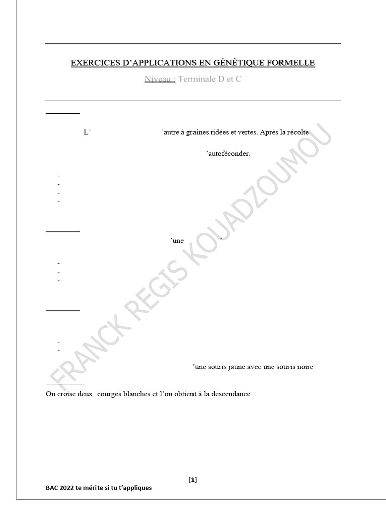 Gènes létaux en génétique formelle | PDF | Dominance (Génétique ...
