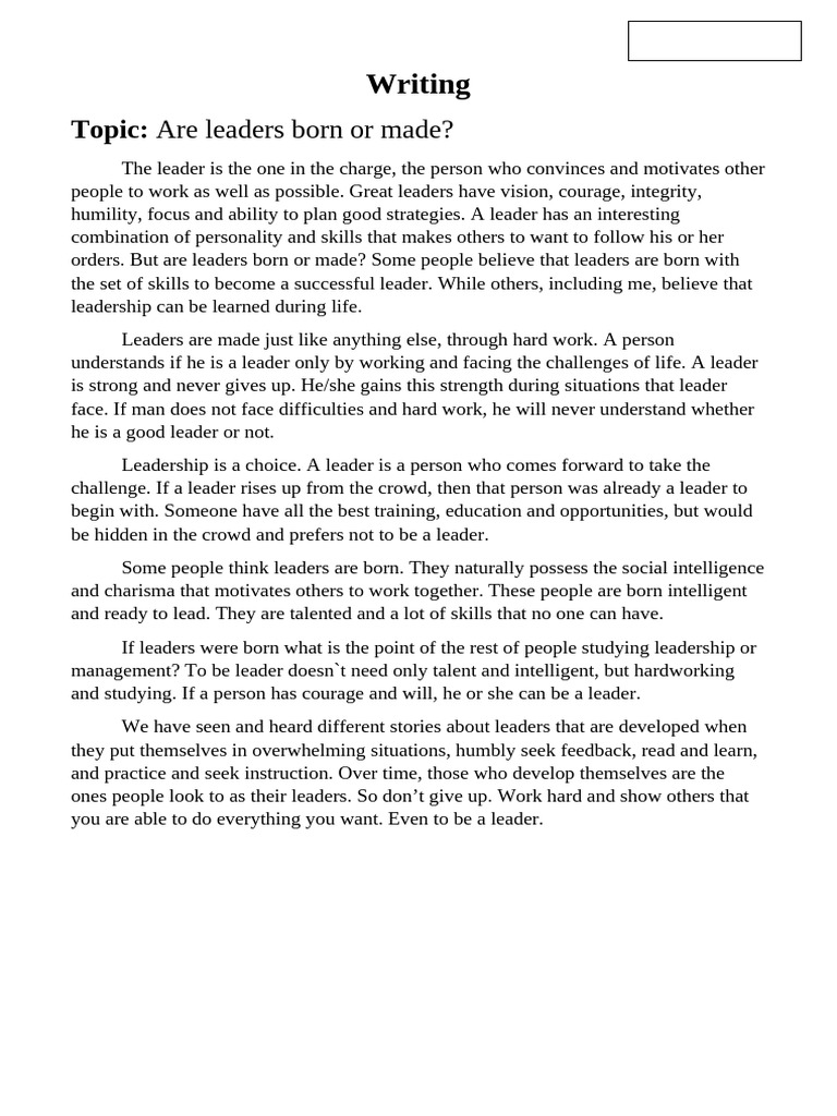 Are Leaders Made or Born o - o | PDF