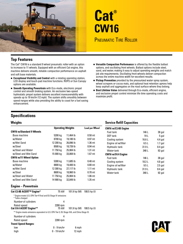 CW16 QEHQ1965-01 - CW16 2-Page Specalog - Low | PDF | Tire | Engines