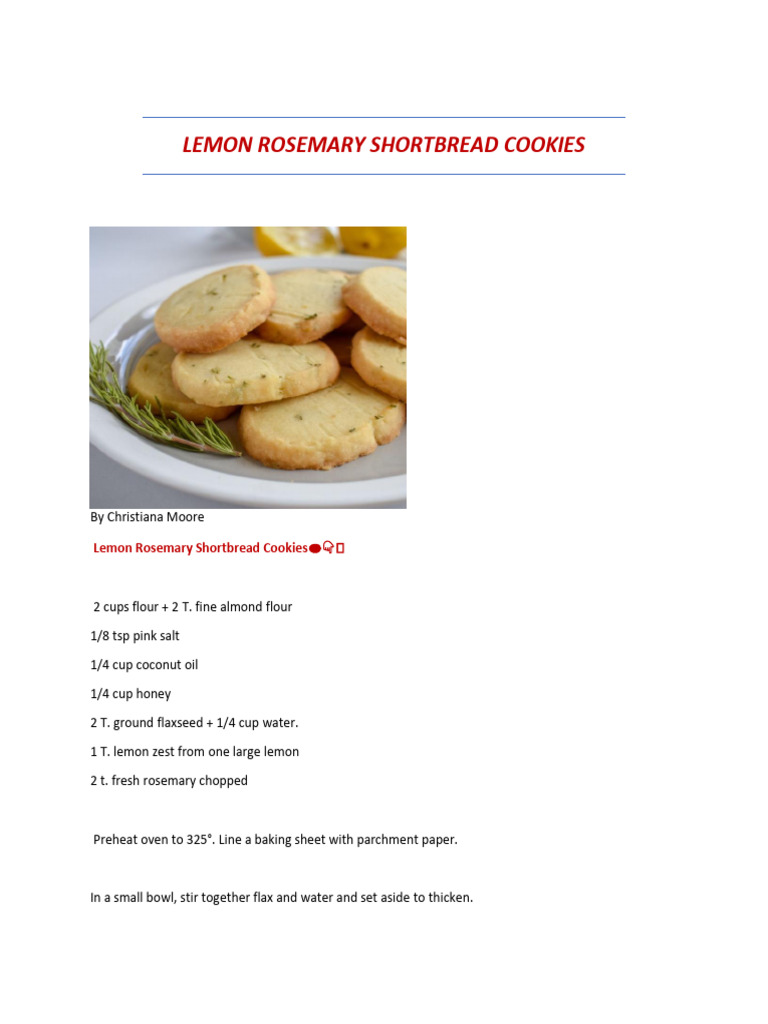 Lemon Rosemary Shortbread Recipe | PDF | Cakes | Lemon