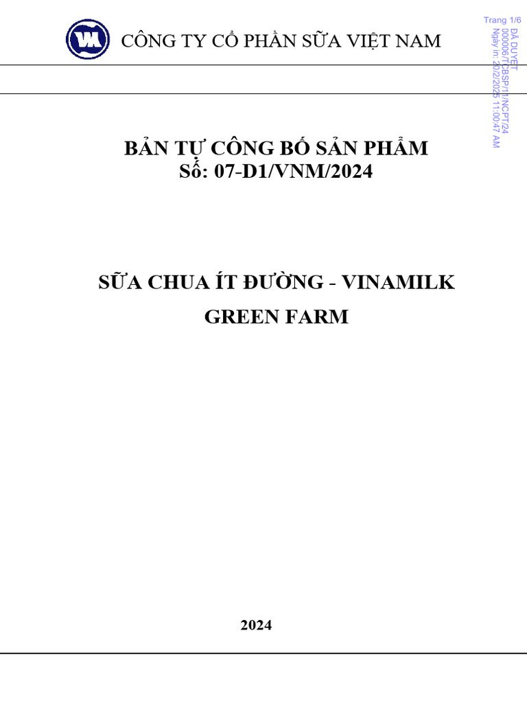 S A Chua Ít Đư NG - Vinamilk Green Farm | PDF