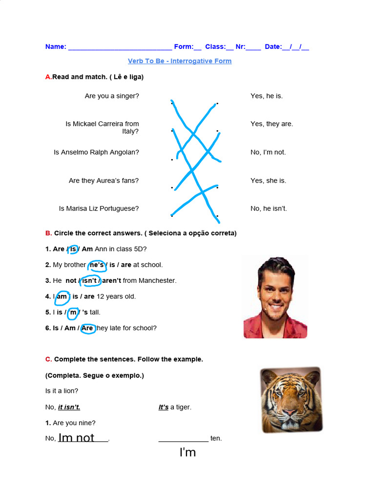 Verb To Be: Interrogative Exercises | PDF