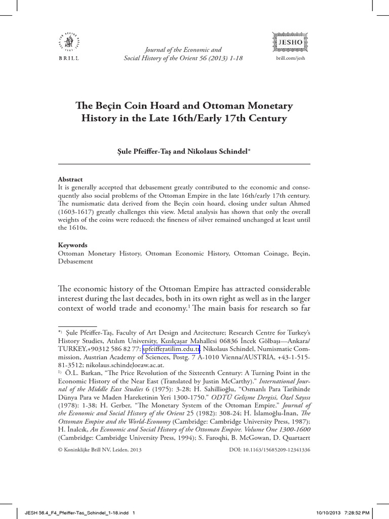 The Becin Coin Hoard and Ottoman Monetar History in The Late 16thearly ...