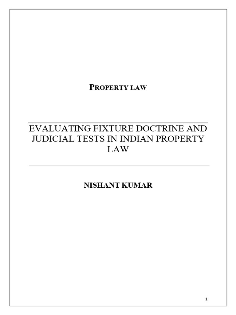 Doctrine of Fixtures & Judicial Tests | PDF | Property | Leasehold Estate