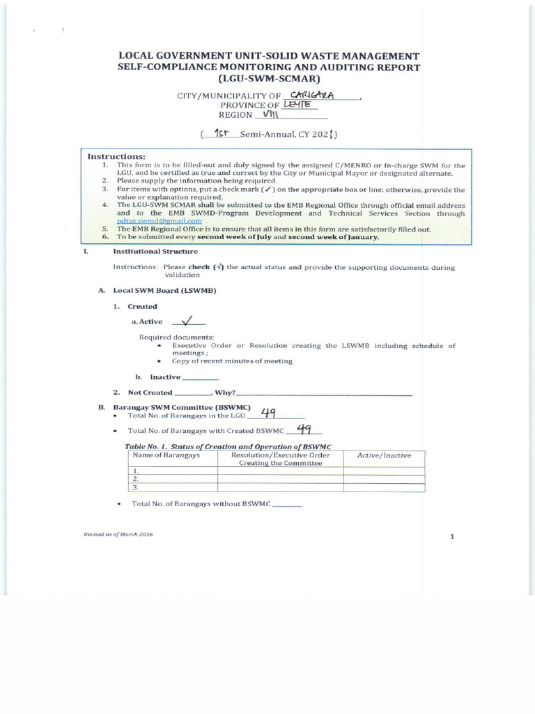 Carigara Scmar 1ST Semi-Annual 2021 | PDF