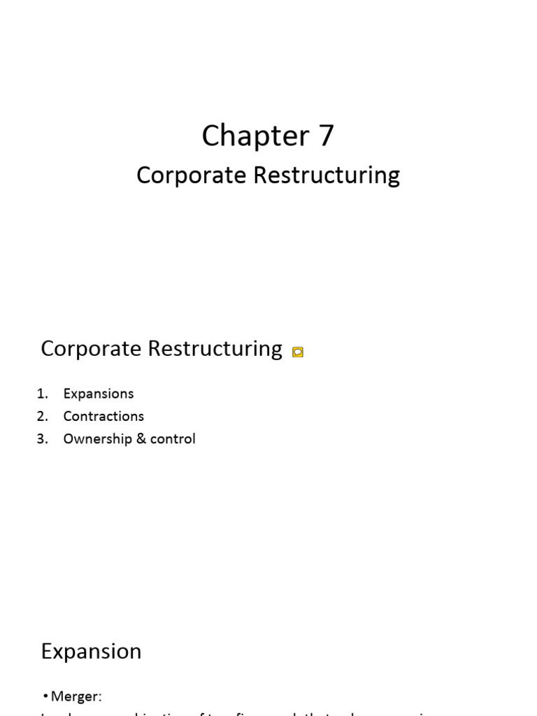 Corporate Restructuring | PDF | Takeover | Mergers And Acquisitions