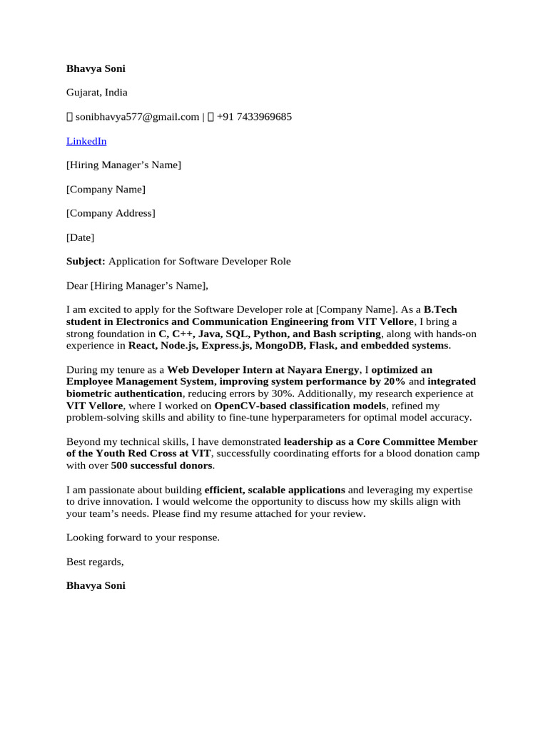 cover letter format | PDF