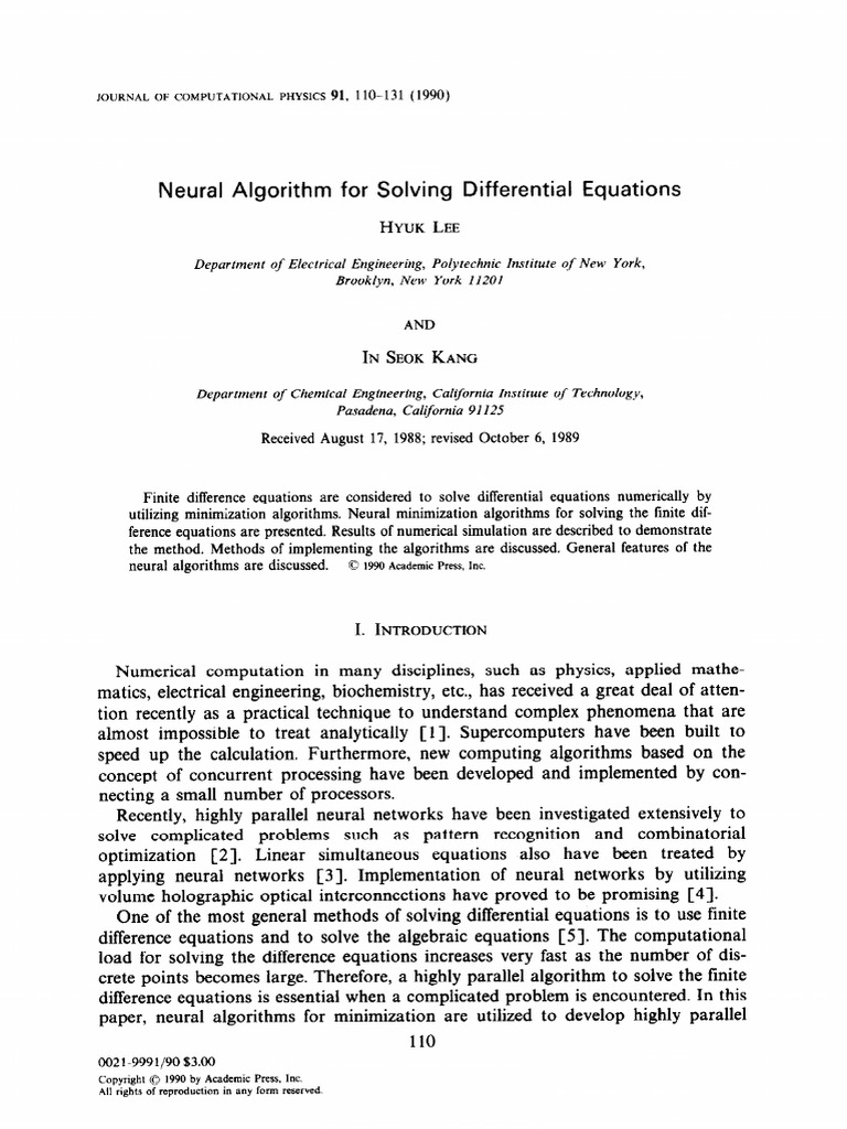 Neural Algorithms For Solving Differential Equations | PDF | Function (Mathematics) | Equations