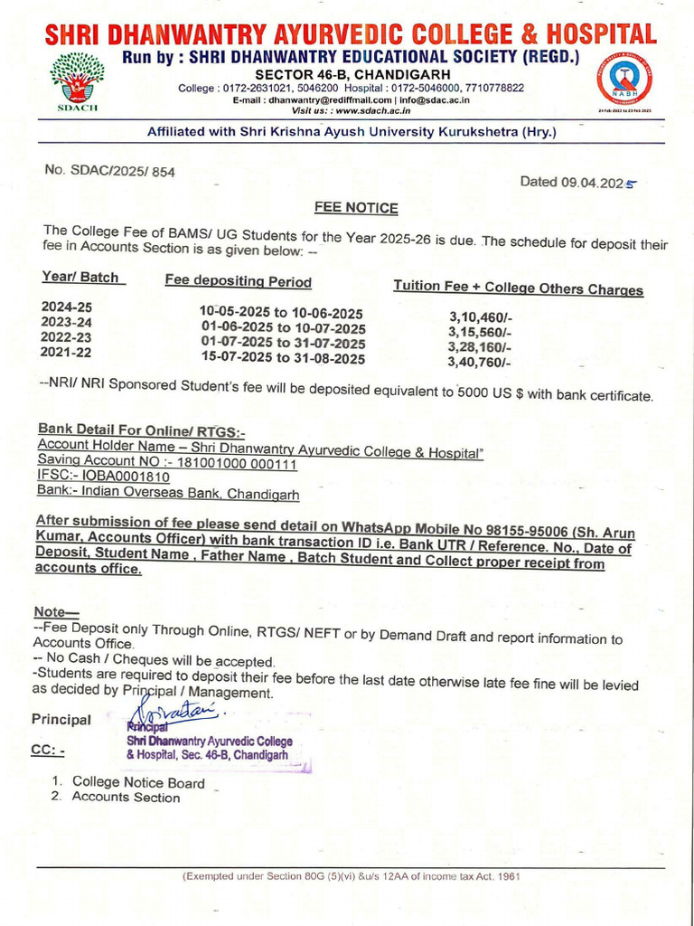 Ug Student Fee Notice 09.04.2025 - 0001 | PDF