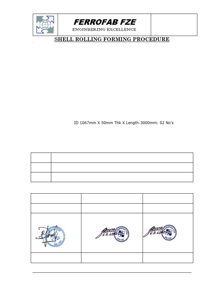 Shell Rolling Procedure FF-RP-4610-01 Rev.0 | PDF | Business Process ...