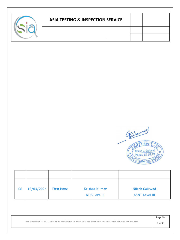 Magnetic Particle Testing SOP - ASME | PDF | Nondestructive Testing ...