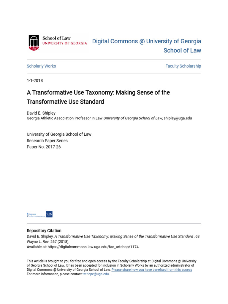 A Transformative Use Taxonomy-Making Sense of the Transformative Use ...