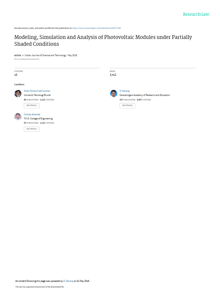 Modeling Simulation and Analysis of Photovoltaic M | PDF | Photovoltaics | Solar Panel