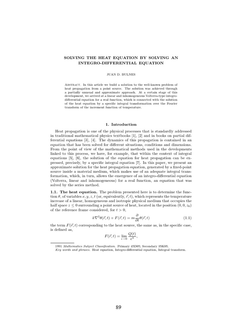 Solving the Heat Equation by Solving an Integro-differential Equation ...